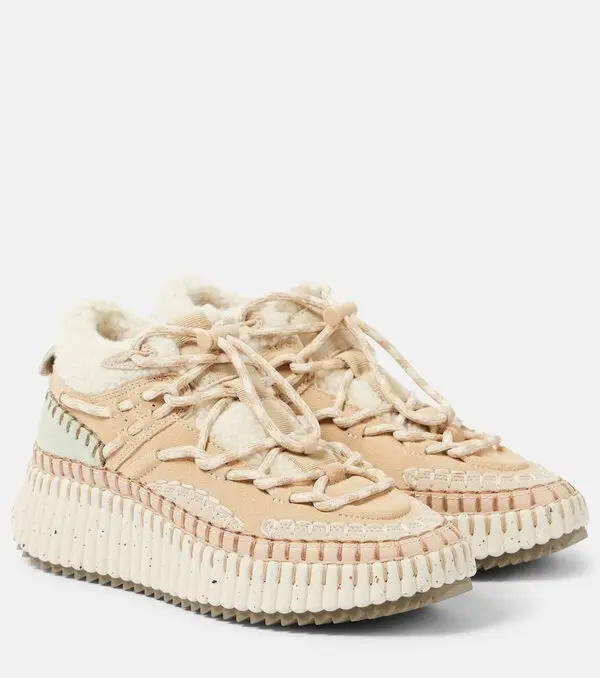 Chloé Shearling-lined Suede Sneakers - Multicoloured