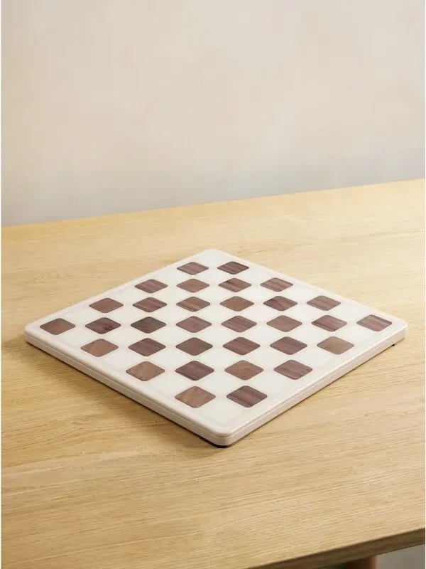 Brunello Cucinelli Krion® Walnut And Steel Draughts Set - Neutrals