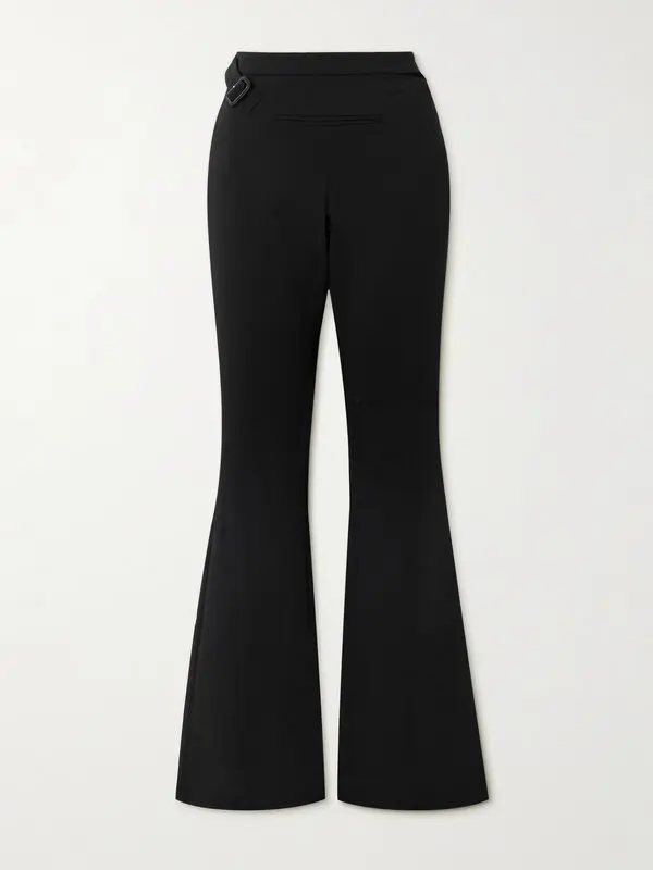 COURREGES Courrèges Cutout Buckled Flared Wool-blend Trousers - Black