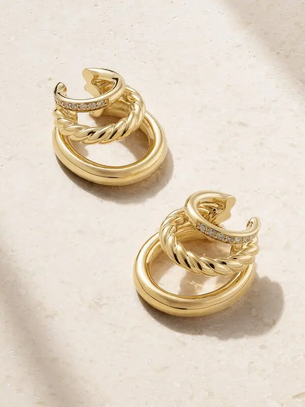 David Yurman Dy Mercer 18-karat Diamond Hoop Earrings - Gold