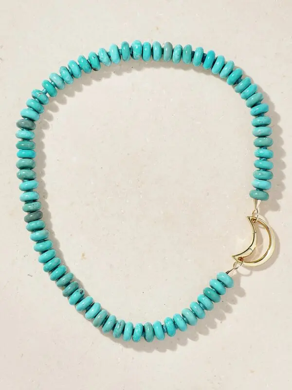 MARLA AARON Moonlock And Rondelle Turquoise Necklace - Gold