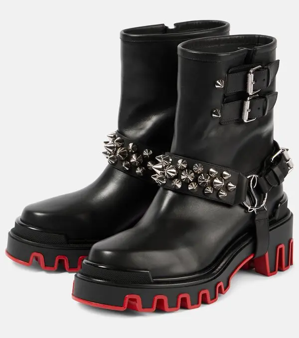 CHRISTIAN LOUBOUTIN Leather Spiked Ankle Boots