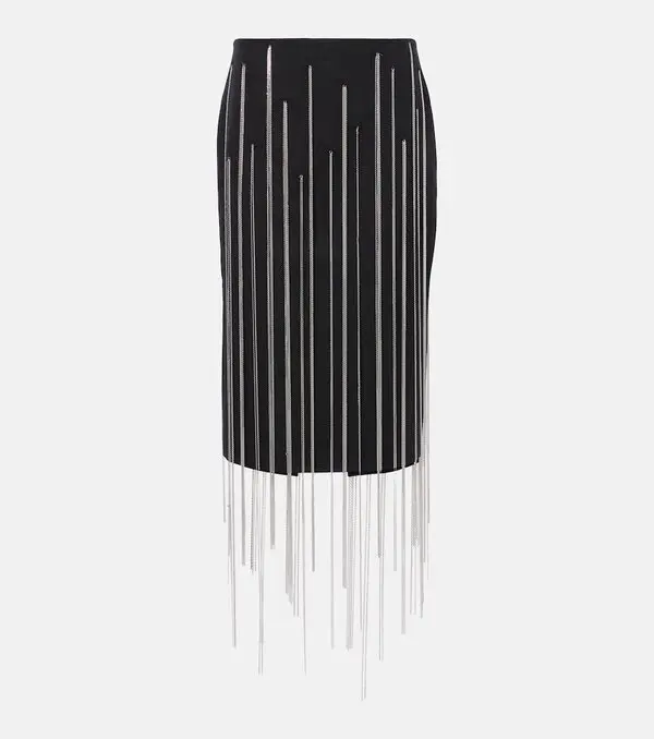 Victoria Beckham Chain-detail Midi Skirt In /grizzly - Black