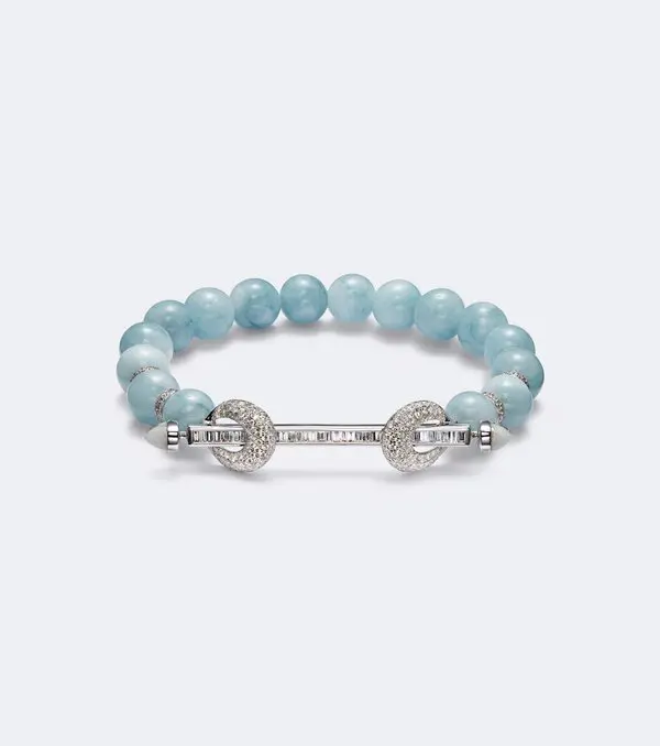 ANANYA Chakra 18kt White Gold Aquamarine And Diamond Bracelet - Blue
