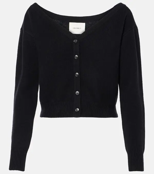 LISA YANG Beata Off-shoulder Cashmere Cardigan - Black