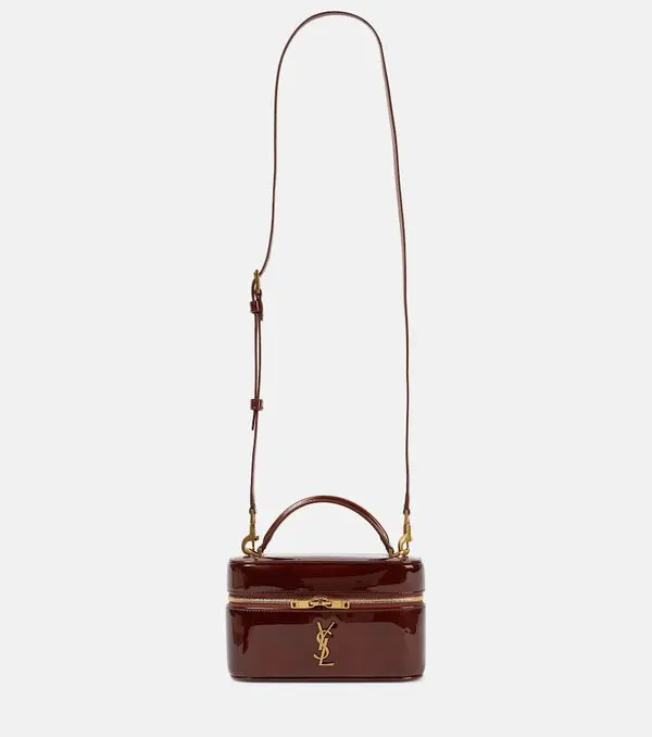 Saint Laurent Gaby Cassandre Patent Leather Vanity Bag - Brown
