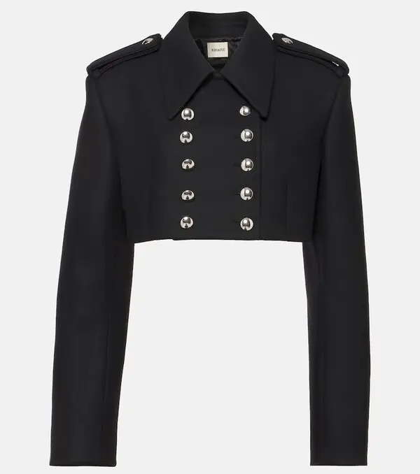 Khaite The Leara Cropped Wool-blend Jacket - Black