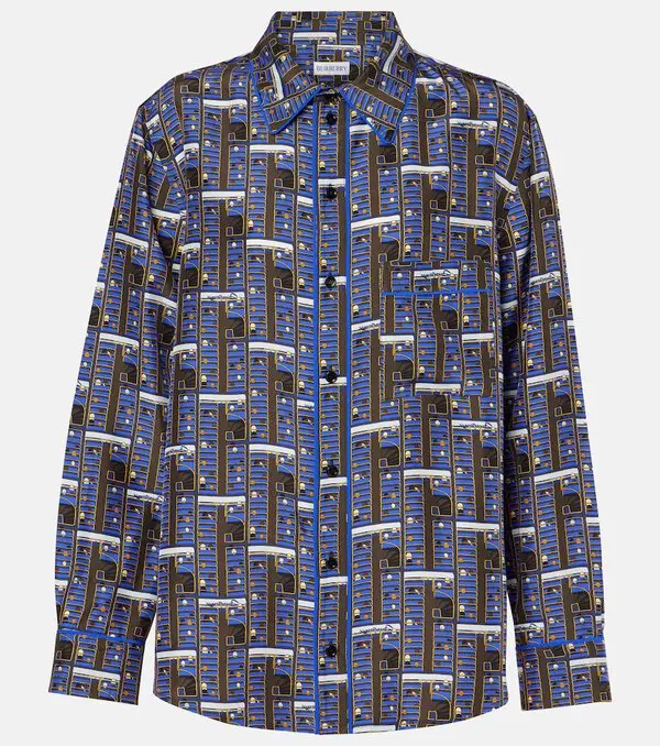 Burberry Silk Shirt With Knight Ip Pattern - Multicoloured