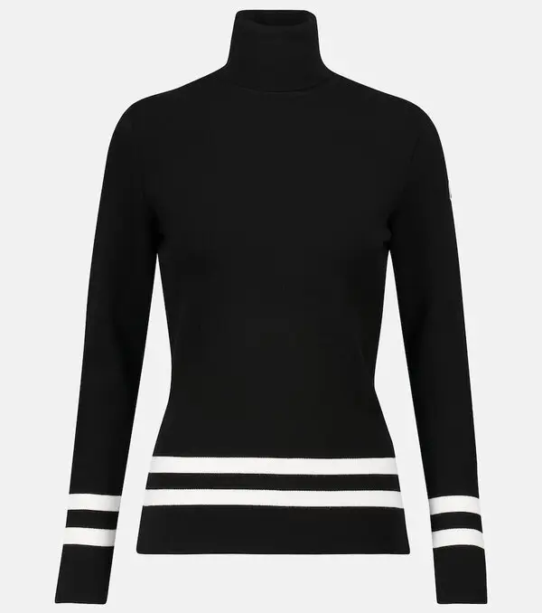 Fusalp Striped Turtleneck Knit Sweater - Black