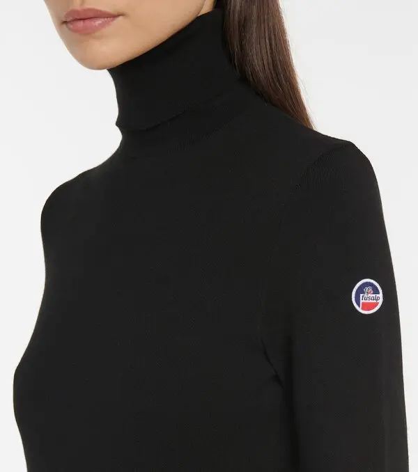 Fusalp Striped Turtleneck Knit Sweater - Black