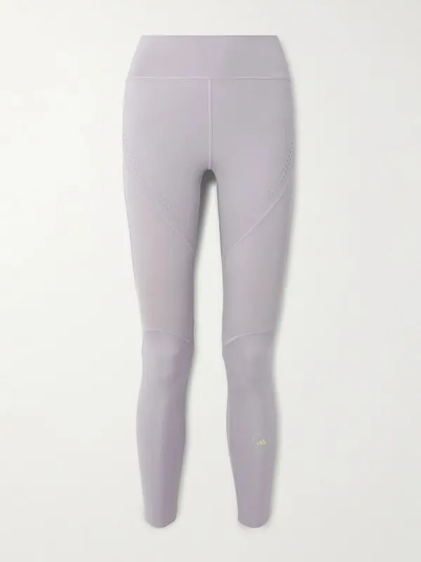 Adidas By Stella McCartney Perforated Logo Appliqué Leggings - Gray