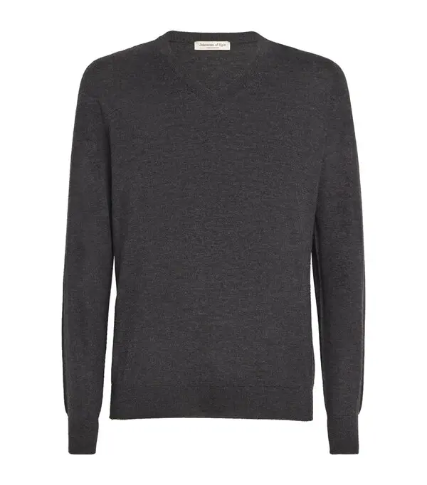 Johnstons Of Elgin Superfine Cashmere V-neck Sweater - Grey