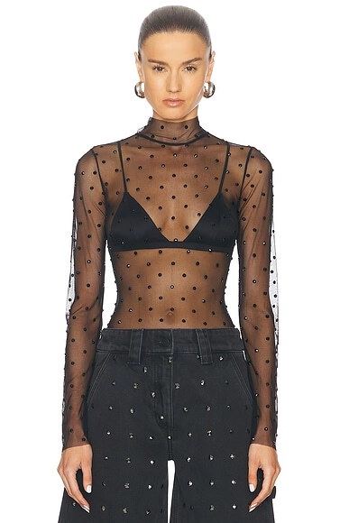 Retrofete Lilith Mesh Top With Embellishments