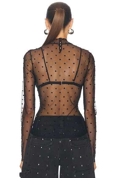 Retrofete Lilith Mesh Top With Embellishments