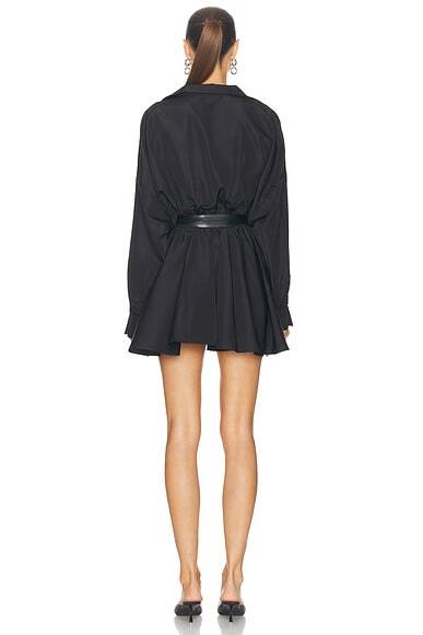 Norma Kamali Super Oversized Boyfriend Shirt Flared Mini Dress - Black