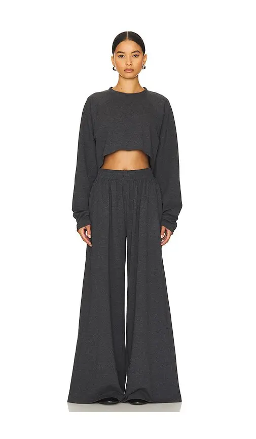 Norma Kamali Oversized Raglan Sleeve Cropped Top