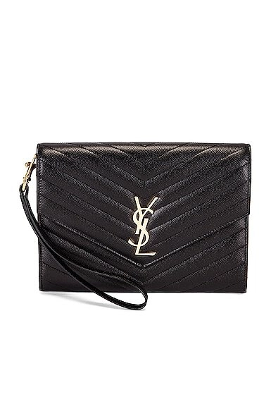 Saint Laurent Monogramme Leather Clutch - Noir