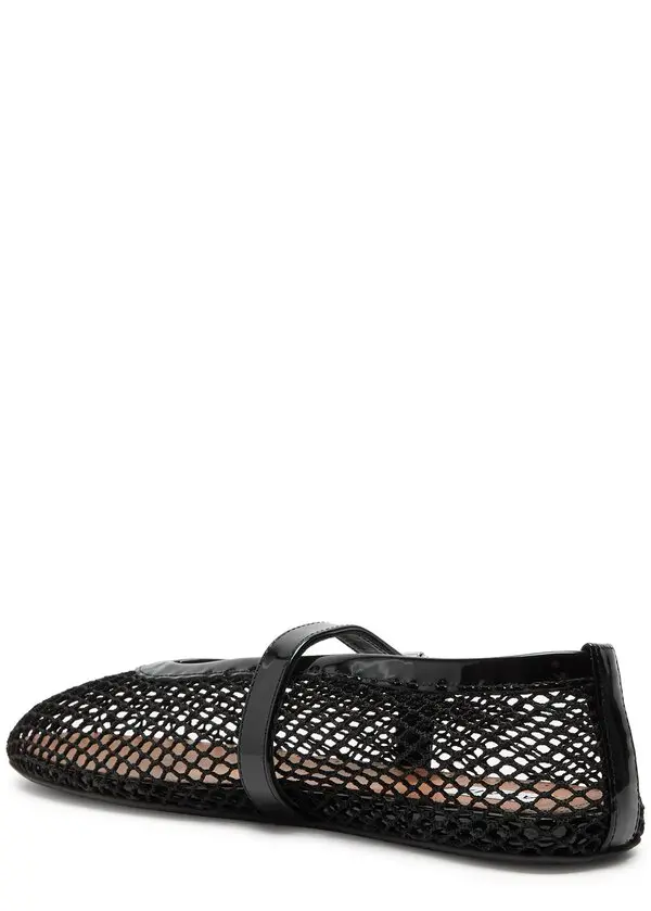 Alaïa Mesh Ballet Flats With Patent Trim - Black