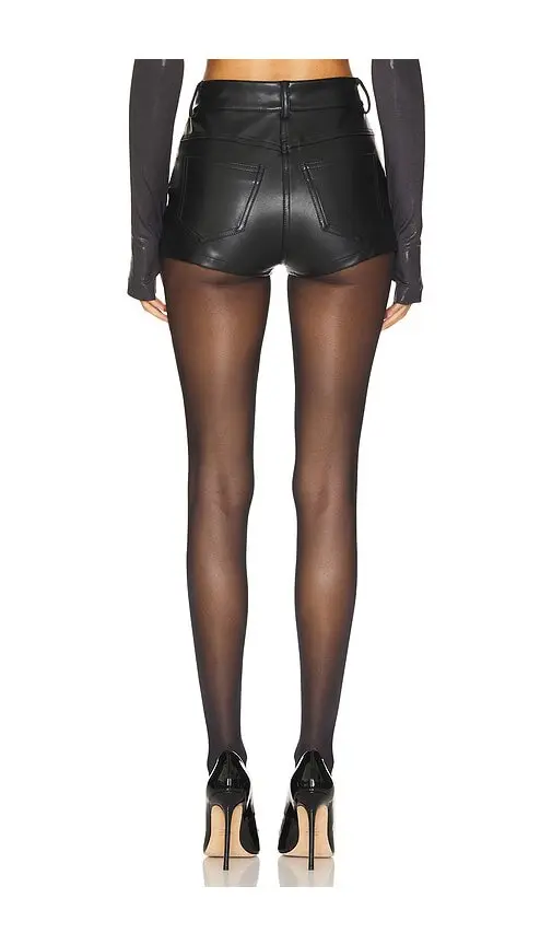Norma Kamali High Waist Faux Leather Shorts - Black