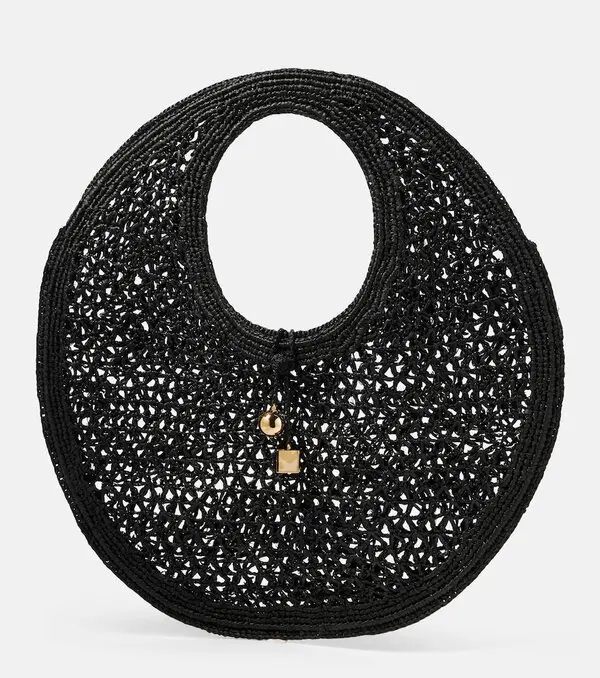 Jacquemus Spiaggia Raffia Shoulder Bag - Black