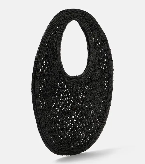 Jacquemus Spiaggia Raffia Shoulder Bag - Black