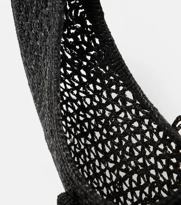 Jacquemus Spiaggia Raffia Shoulder Bag - Black