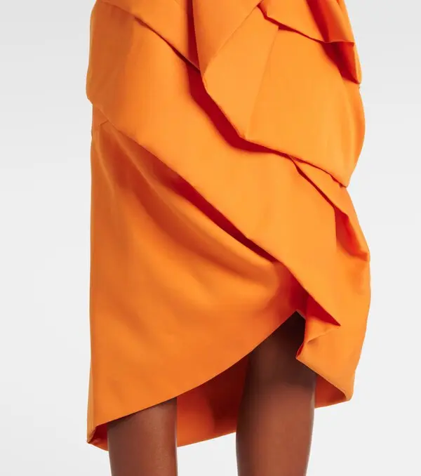 Dries Van Noten Draped Satin Midi Skirt