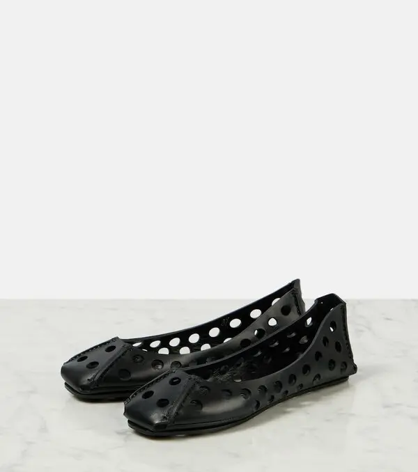 Alaïa Perforated Leather Ballet Flats - Black