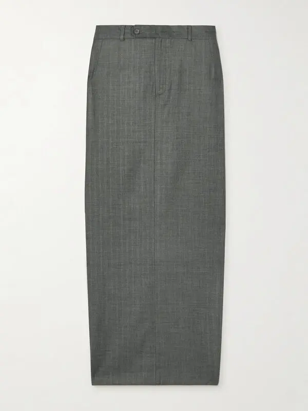 BETTTER Asymmetric Striped Wool-blend Maxi Skirt - Gray