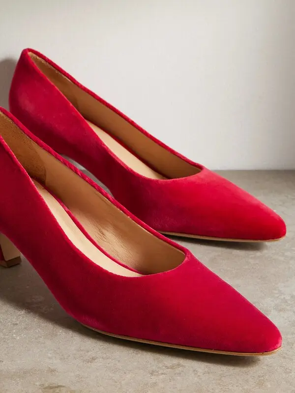 Gabriela Hearst Peggy Velvet Pumps - Red