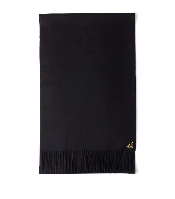 Prada Silk-cashmere Logo Scarf - Black