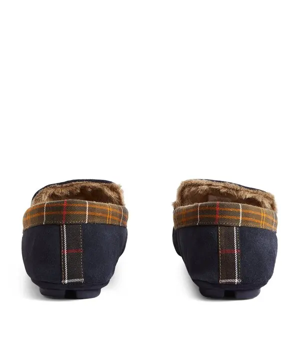 Barbour Suede Tartan-trim Slippers