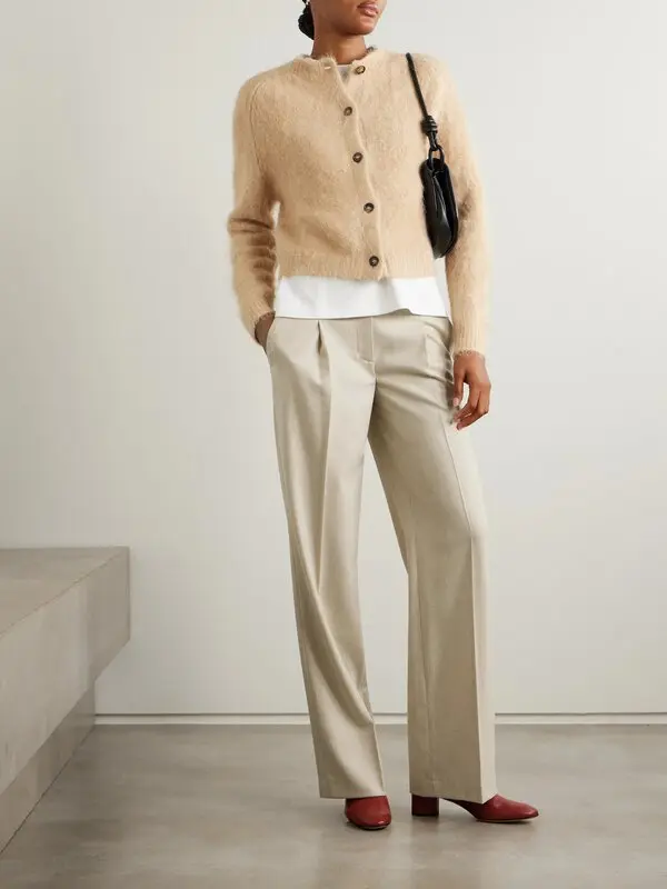 Loulou De Saison Juno Pleated Wool-blend Wide-leg Trousers