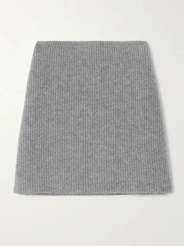 LIBEROWE Mathilde Ribbed Cashmere Mini Skirt - Gray