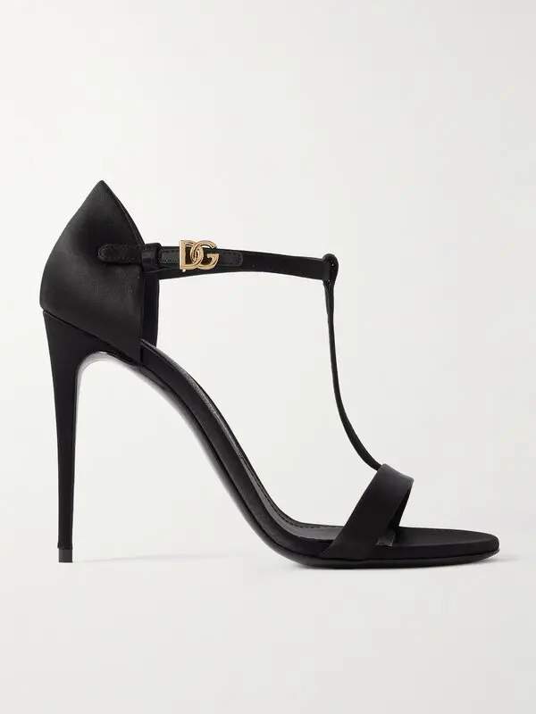 Dolce & Gabbana Satin T-bar Sandals - Black
