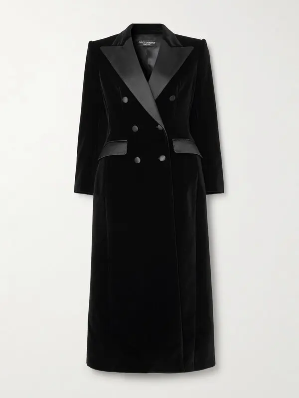 Dolce & Gabbana Double-breasted Velvet Coat - Black