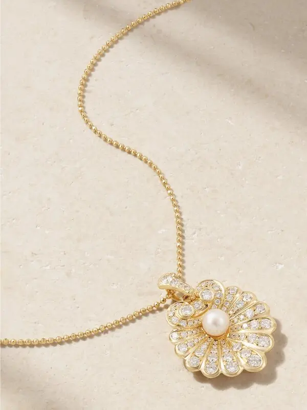 ANITA KO 18-karat Diamond And Pearl Necklace