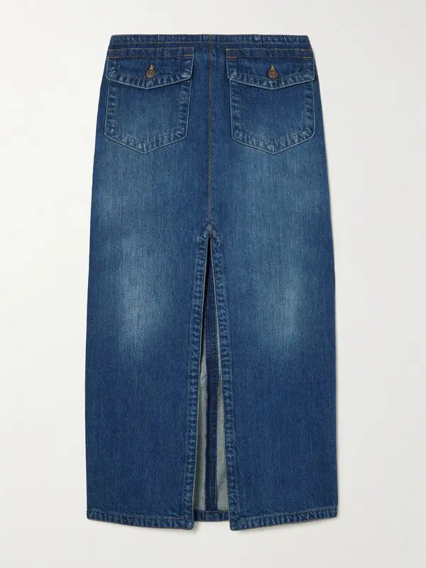 Chloé Organic Denim Midi Skirt With Front Split