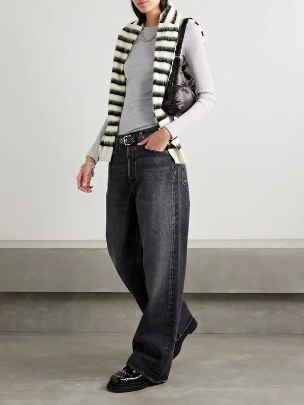 AGOLDE Delphi Ribbed Jersey Top - Gray