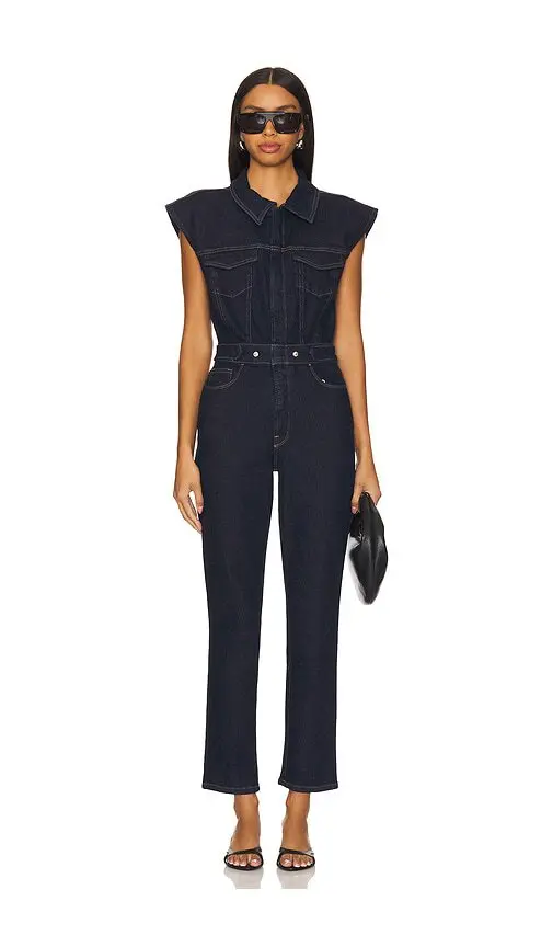 Good American Trucker Jumpsuit - Denim-dark