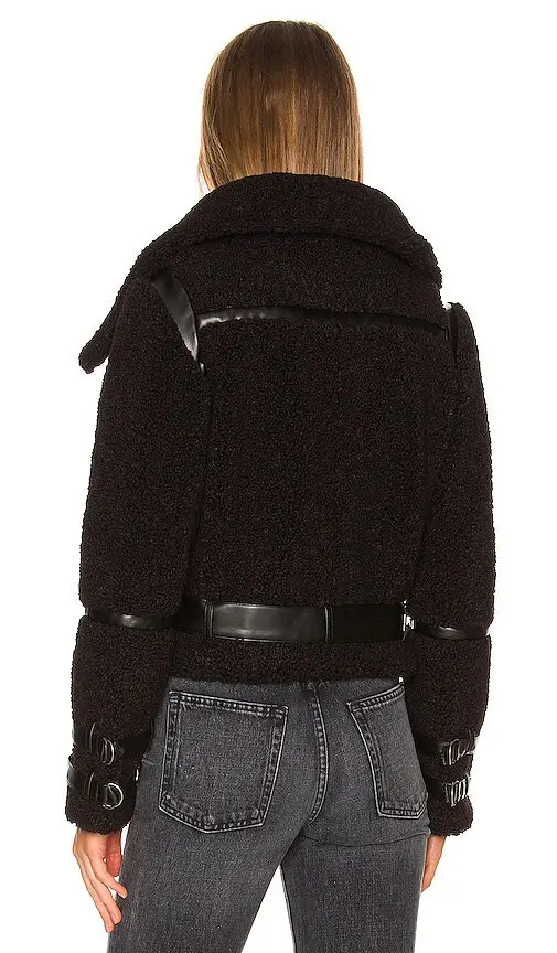 Tularosa Faux Fur Moto Jacket With Leather Accents