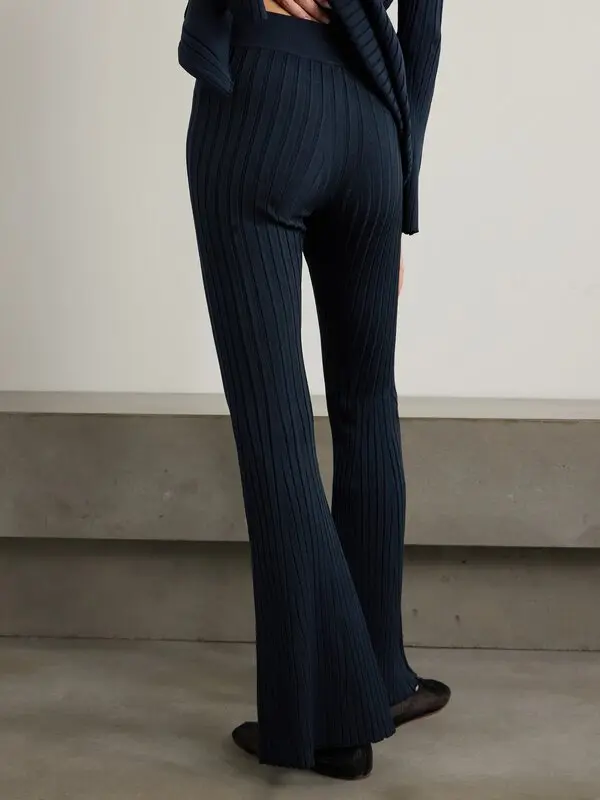 Stella McCartney Ribbed-knit Flared Trousers - Blue