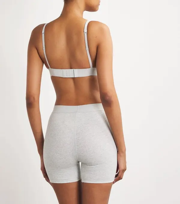 SKIMS Stretch-cotton Ribbed Boxer Shorts - Grey