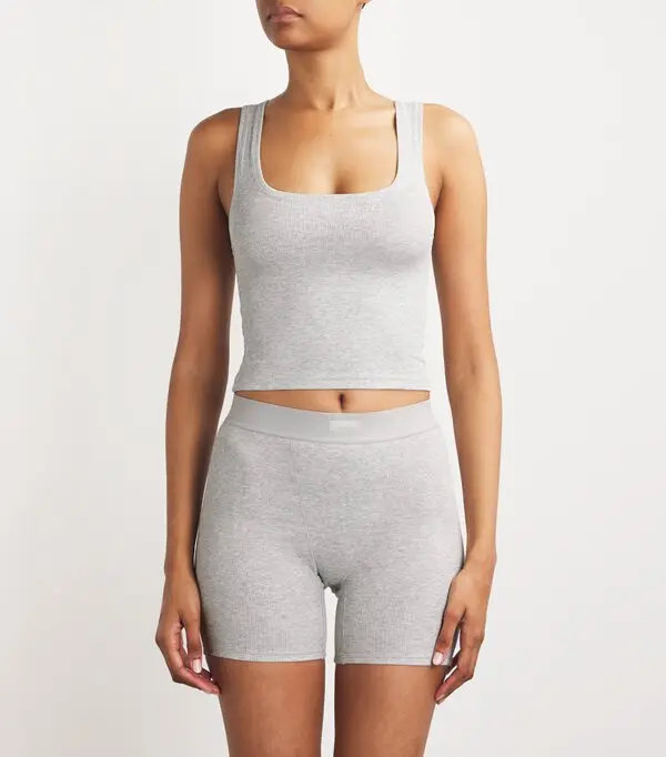 SKIMS Stretch-cotton Ribbed Tank Top - Grey