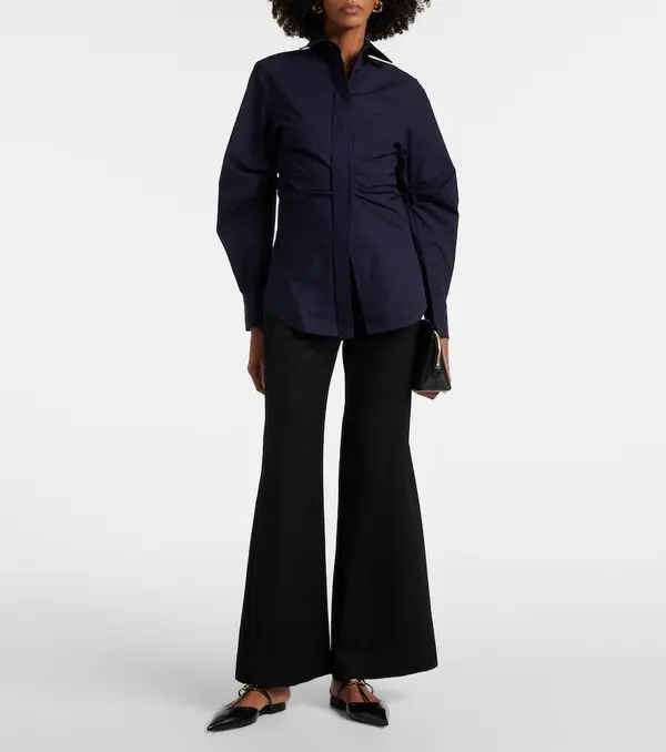 Victoria Beckham Gathered Cotton-blend Shirt
