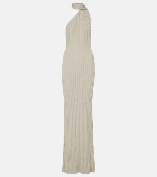AYA MUSE Atria Cable-knit Cotton-blend Maxi Dress - Beige