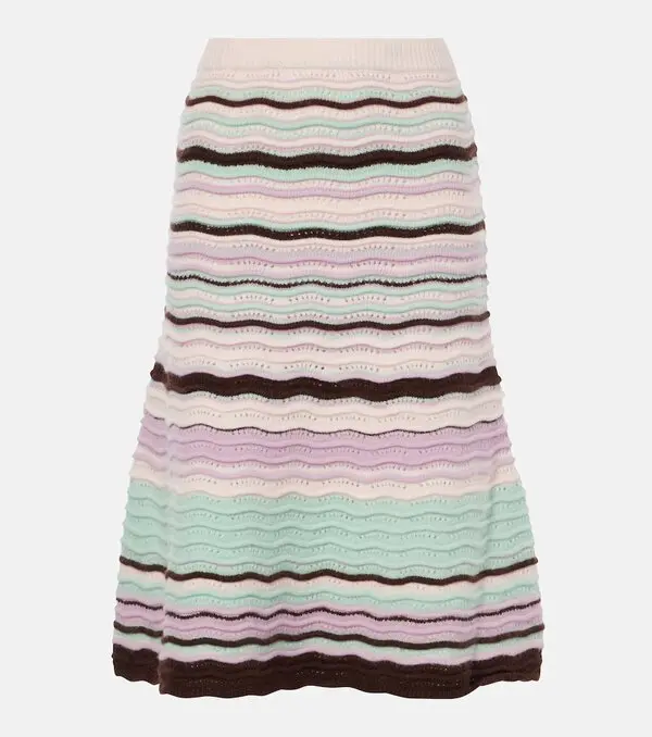 SUSAN FANG Striped Midi Skirt