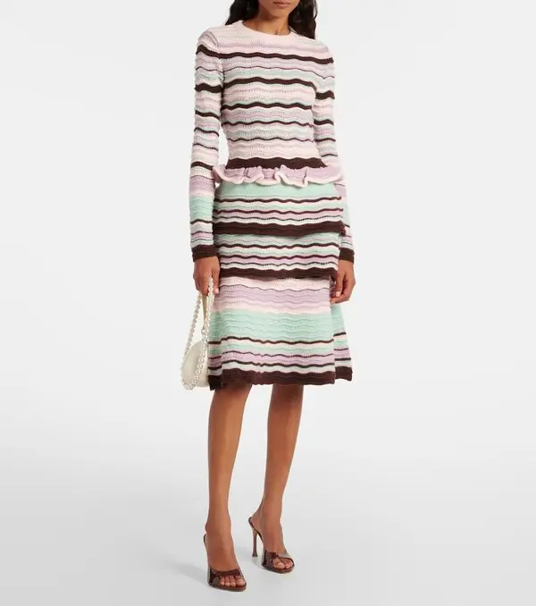SUSAN FANG Striped Midi Skirt