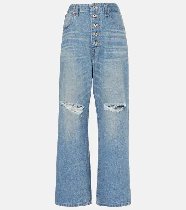 Junya Watanabe Cutout Wide-leg Jeans - Blue