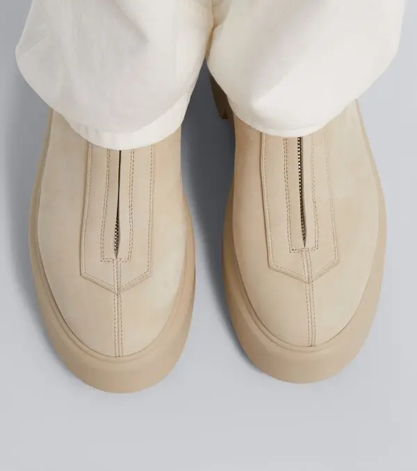 THE ROW Zipped 1 Leather Ankle Boots - Beige